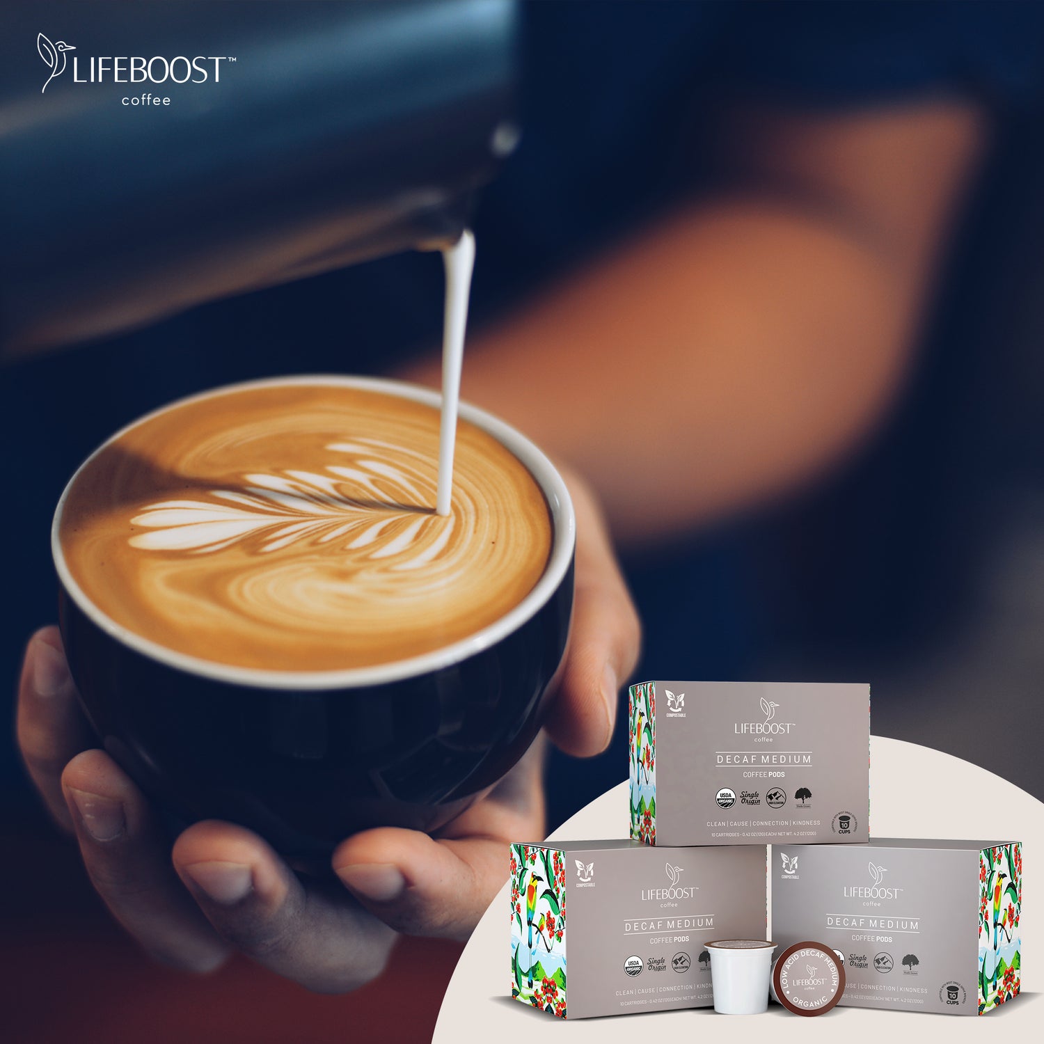 Medium Decaf Roast Coffee Pods - Organic, Non toxic, Recyclable ...