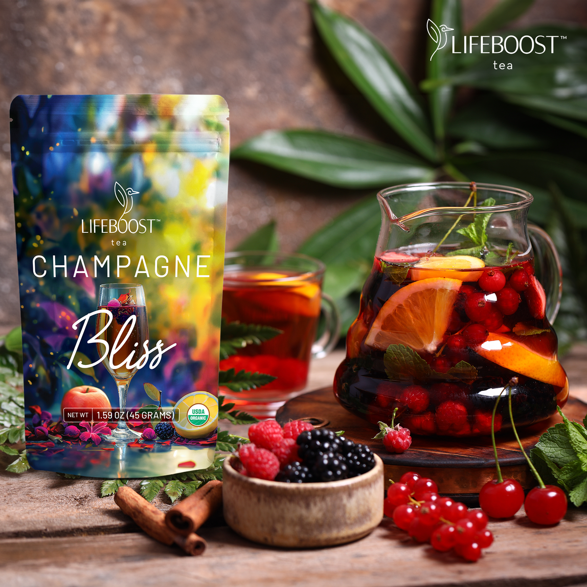 Champagne Bliss Tea -Refreshing, Pure, Herbal | Lifeboost Coffee