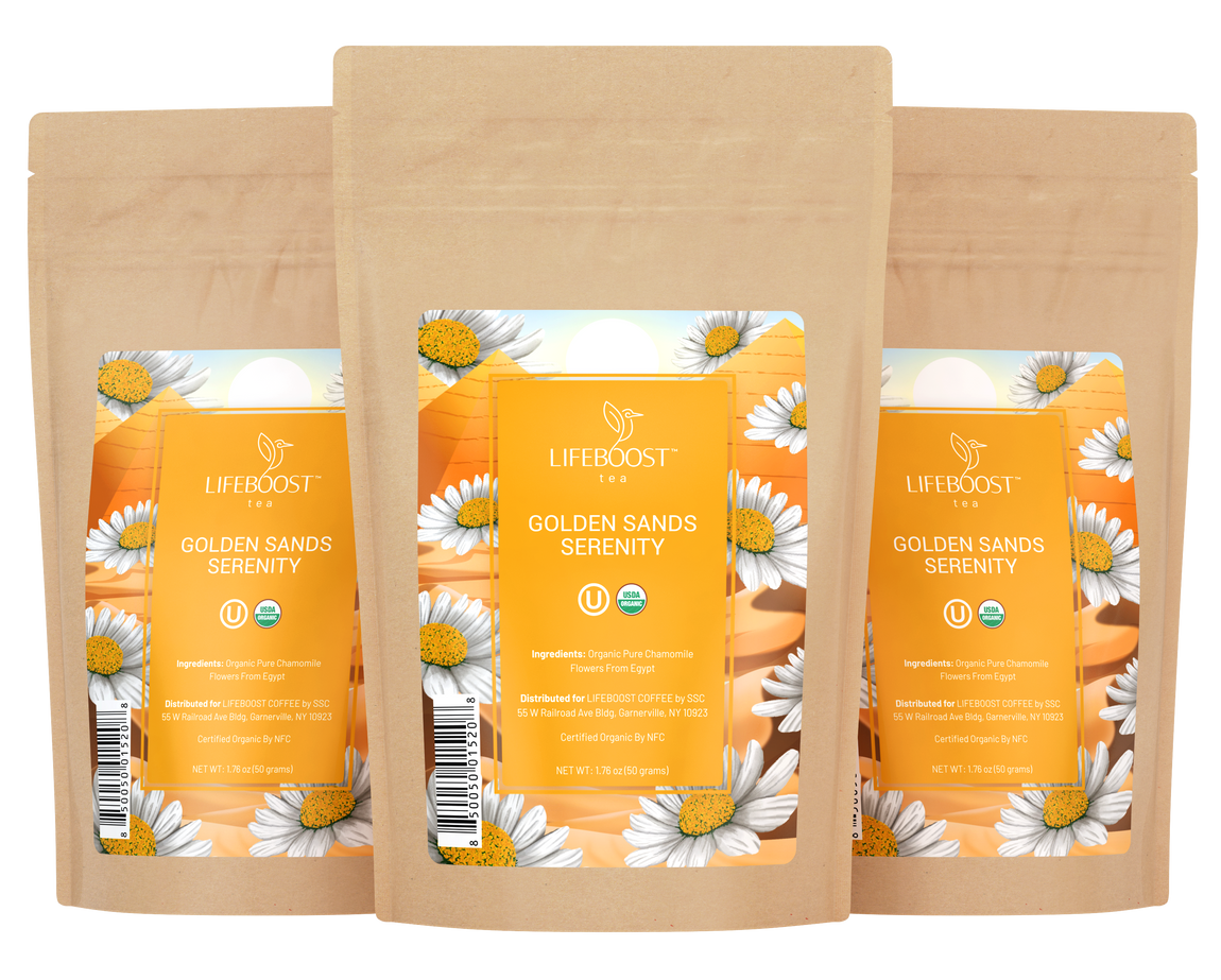 Golden Sand Serenity Tea - Refreshing, Pure, Herbal | Lifeboost Coffee