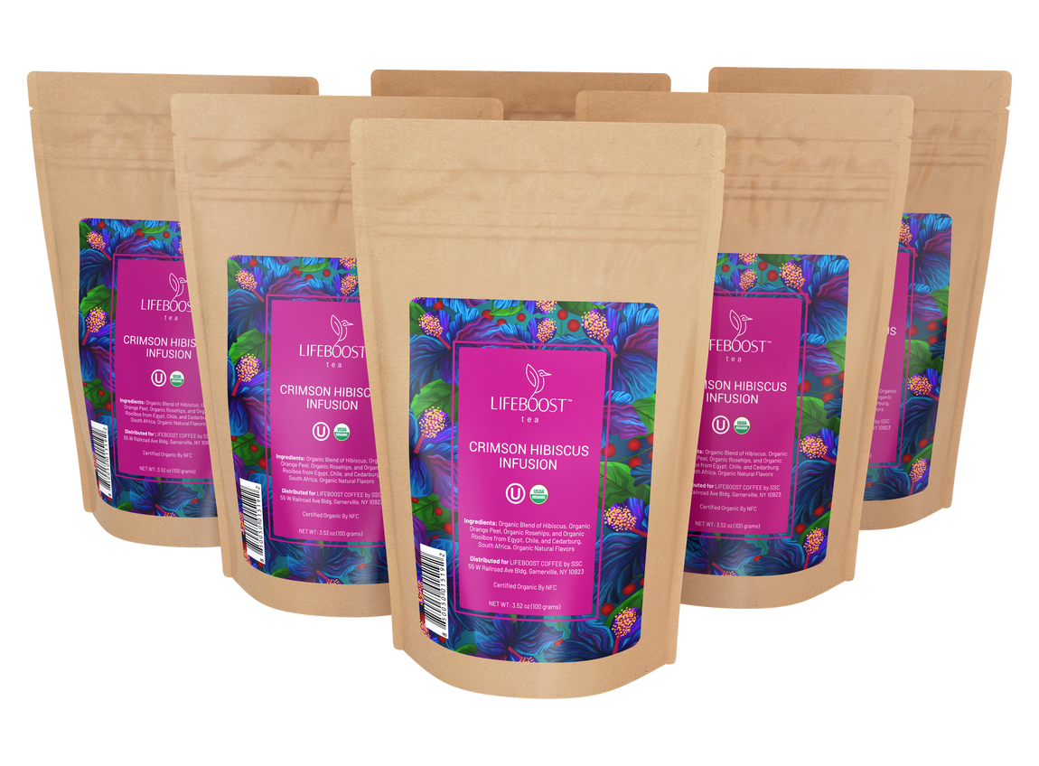 Crimson Hibiscus Infusion Tea- Refreshing, Pure, Herbal | Lifeboost Coffee