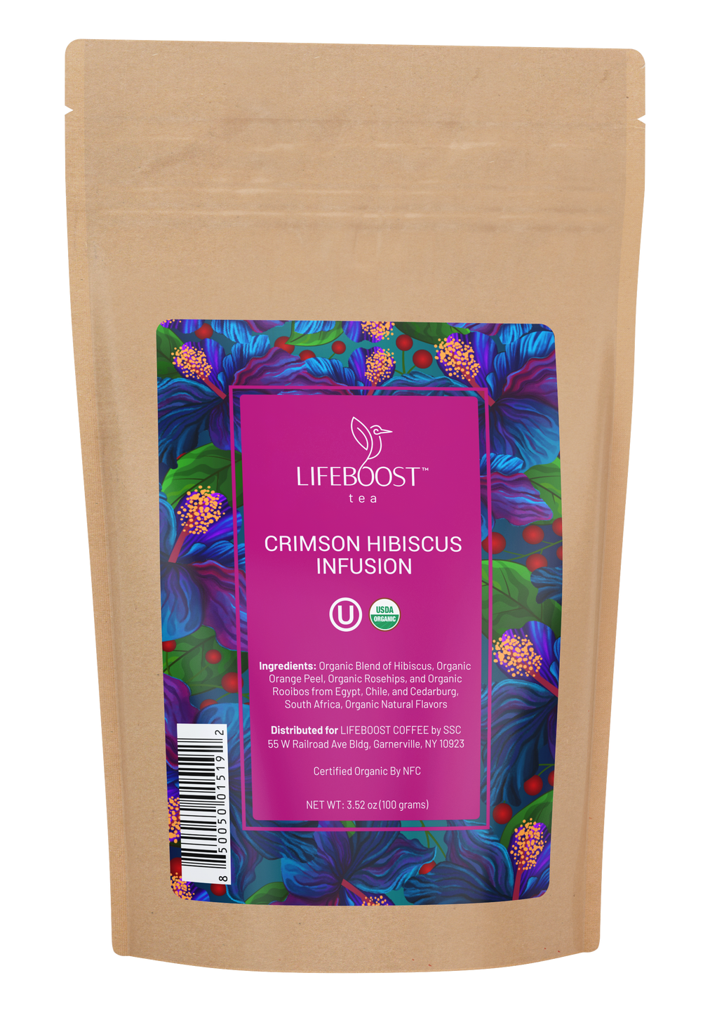 Crimson Hibiscus Infusion Tea- Refreshing, Pure, Herbal | Lifeboost Coffee