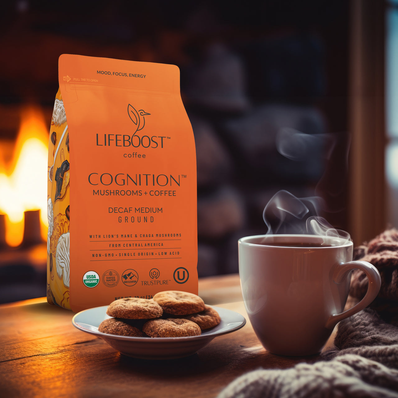Decaf Cognition Mushroom coffee | Lifeboost Coffee