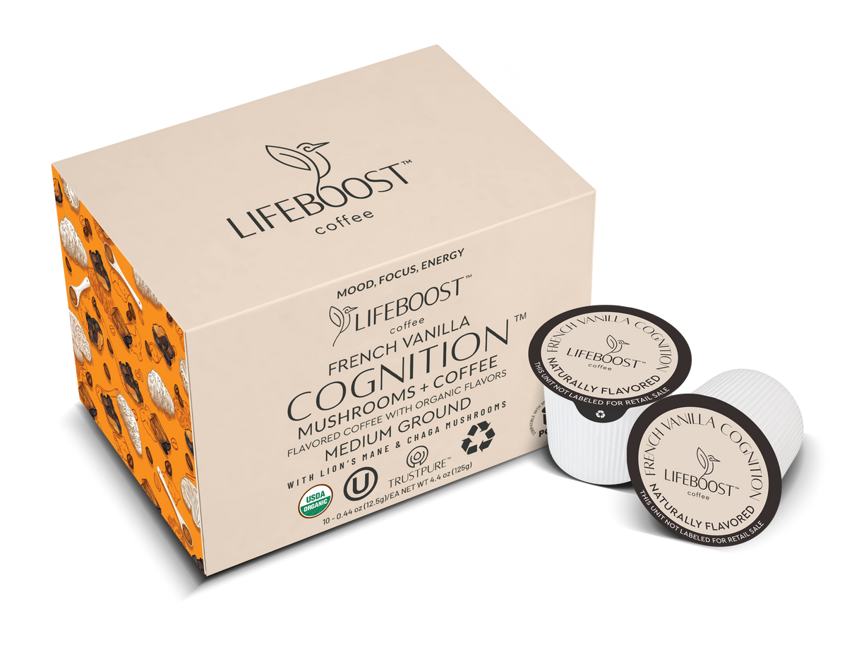 French Vanilla Mushroom Cognition Pods | Lifeboost Coffee