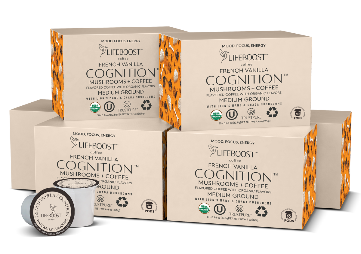 French Vanilla Mushroom Cognition Pods | Lifeboost Coffee