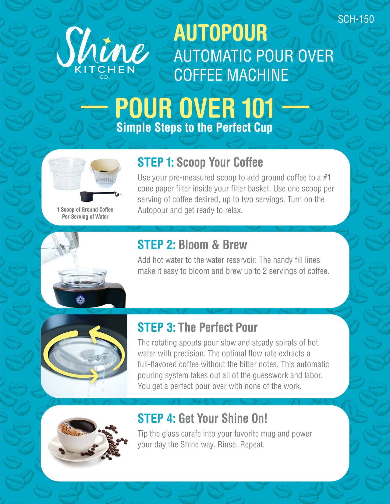 Shine Kitchen Co.® Autopour Automatic Pour Over Coffee Machine ...